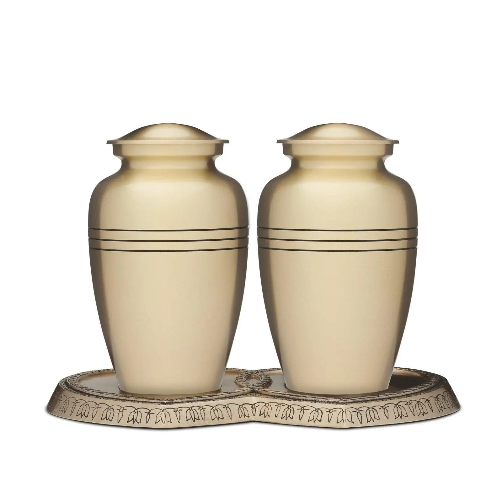 Brass Double Companion Urn Set for Cremation and Keepsakes – PREMIUM URNS